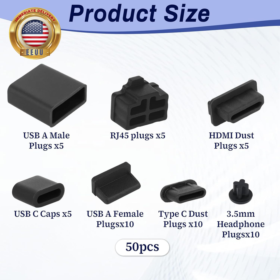 50 Pcs USB Cover Cap, Silicone anti Dust Plugs Charging Port Protector ...