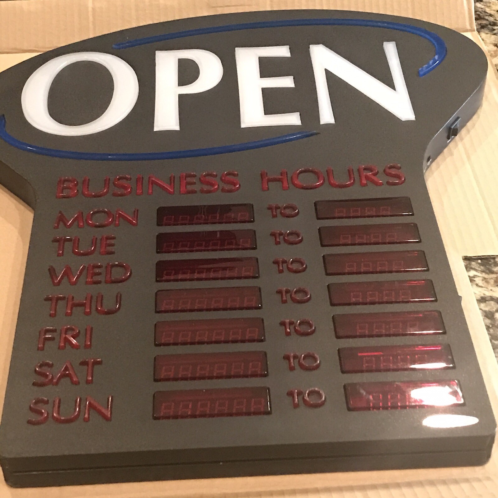 Newon 6093 LED Open Sign With Digital Business Hours Visible From 750ft ...