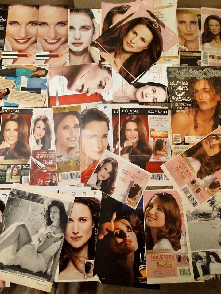 andie macdowell Actress-supermodel Clippings lot 7 Oz. | eBay