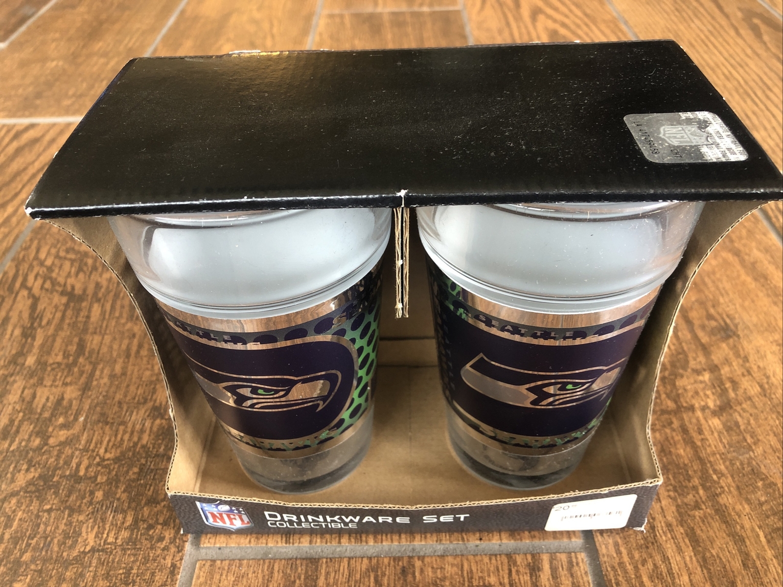 Set of 2 Seattle Seahawks 6 Inch Clear Beer Glass Drink ware ...