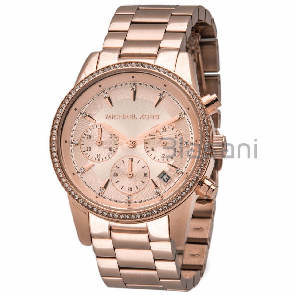 Michael Kors Original MK6357 Women's Ritz Rose Gold Stainless Chrono ...