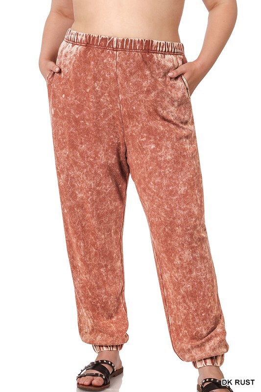 PLUS 1X 2X 3X ZENANA MANY COLORS ACID WASH JOGGER PANTS SIDE POCKETS ...