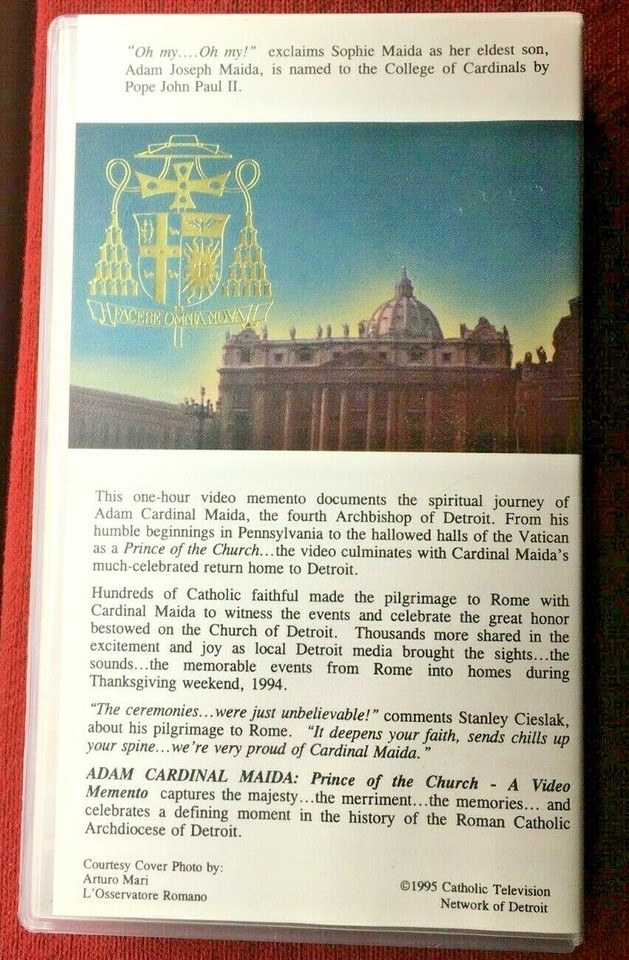Adam Cardinal Maida: Prince of the Church (Detroit Archbishop) VHS ...