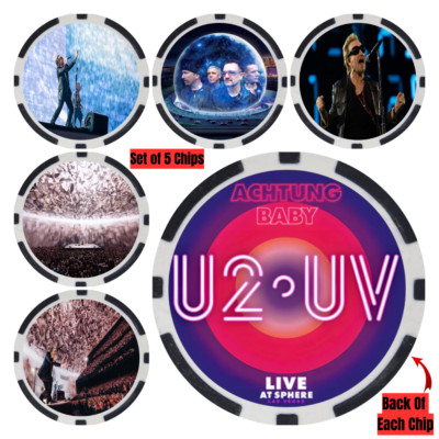 U2 - THE SPHERE - LAS VEGAS - COLLECTORS ITEMS- POKER CHIPS - (5) CHIP ...