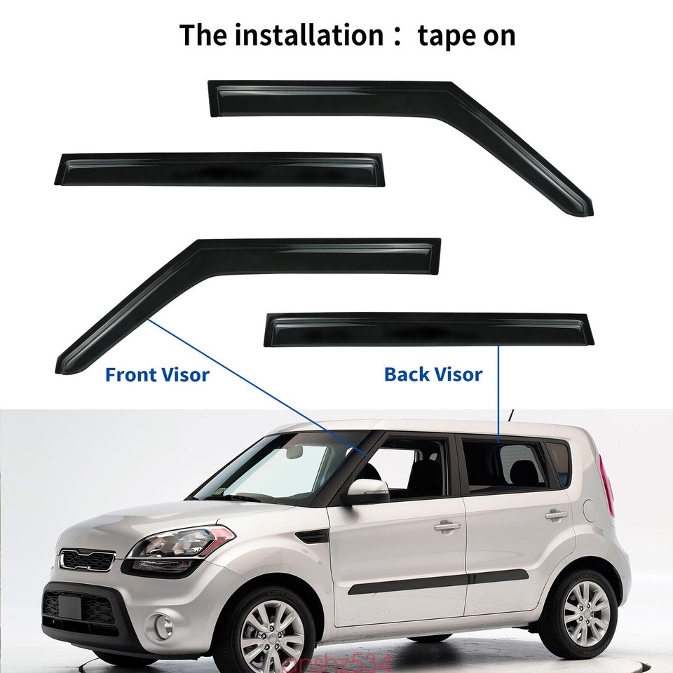Window Visor Deflector fit 2010-2013 Kia Soul Vent Shade Rain Guard ...
