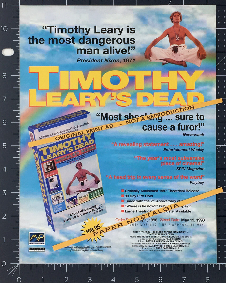 TIMOTHY LEARY'S DEAD - Original 1998 Trade AD / ADVERT / vid. promo ...