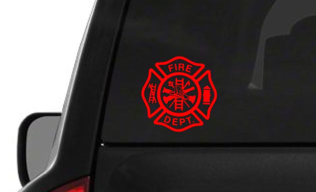 Red 4" Fire Deparment Logo (T18) Firefighter Vinyl Decal Sticker Car ...