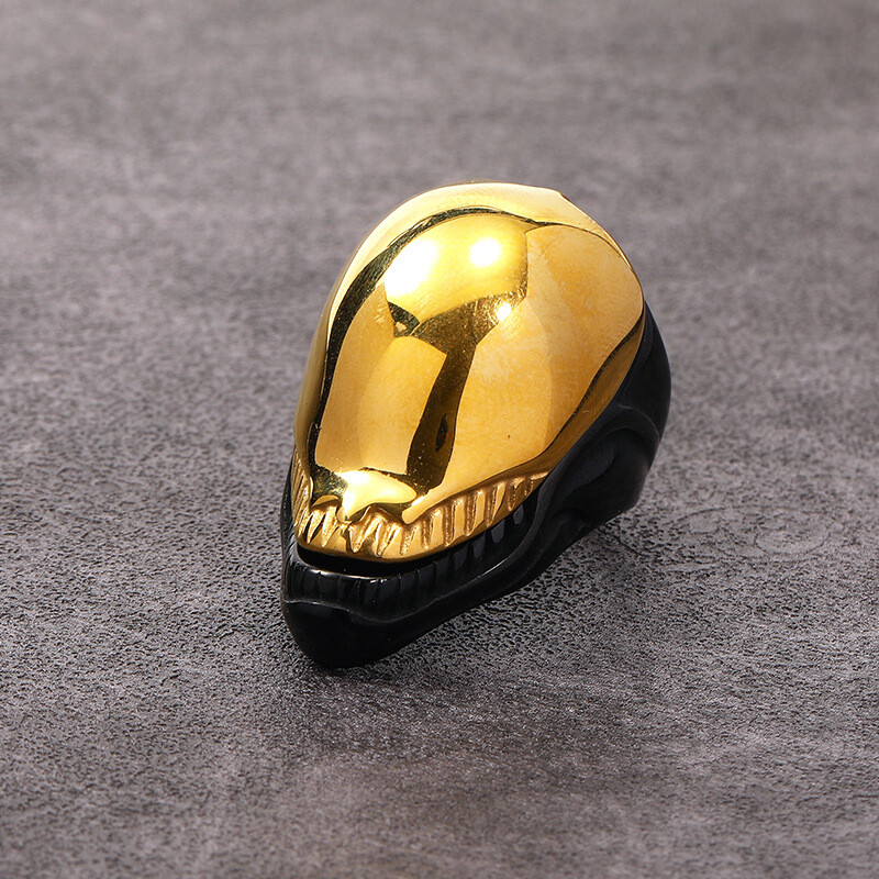 Gothic Openable Alien Skull Ring Stainless Steel Men's Skeleton Biker ...