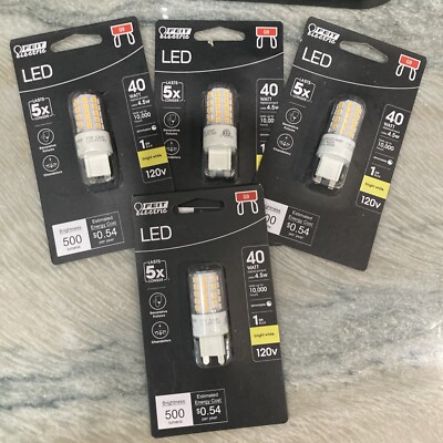 Lot Of (4)Feit Electric 40W LED Bulb G9 Base Bright White 3000K 500 ...
