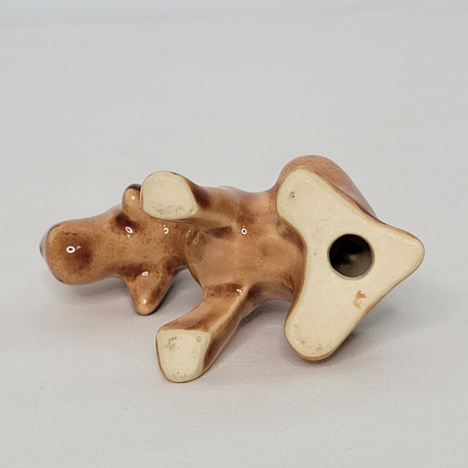 Vintage Ceramic Brown Sitting Hillbilly Hound Glazed Dog Figurine 3.5 x ...