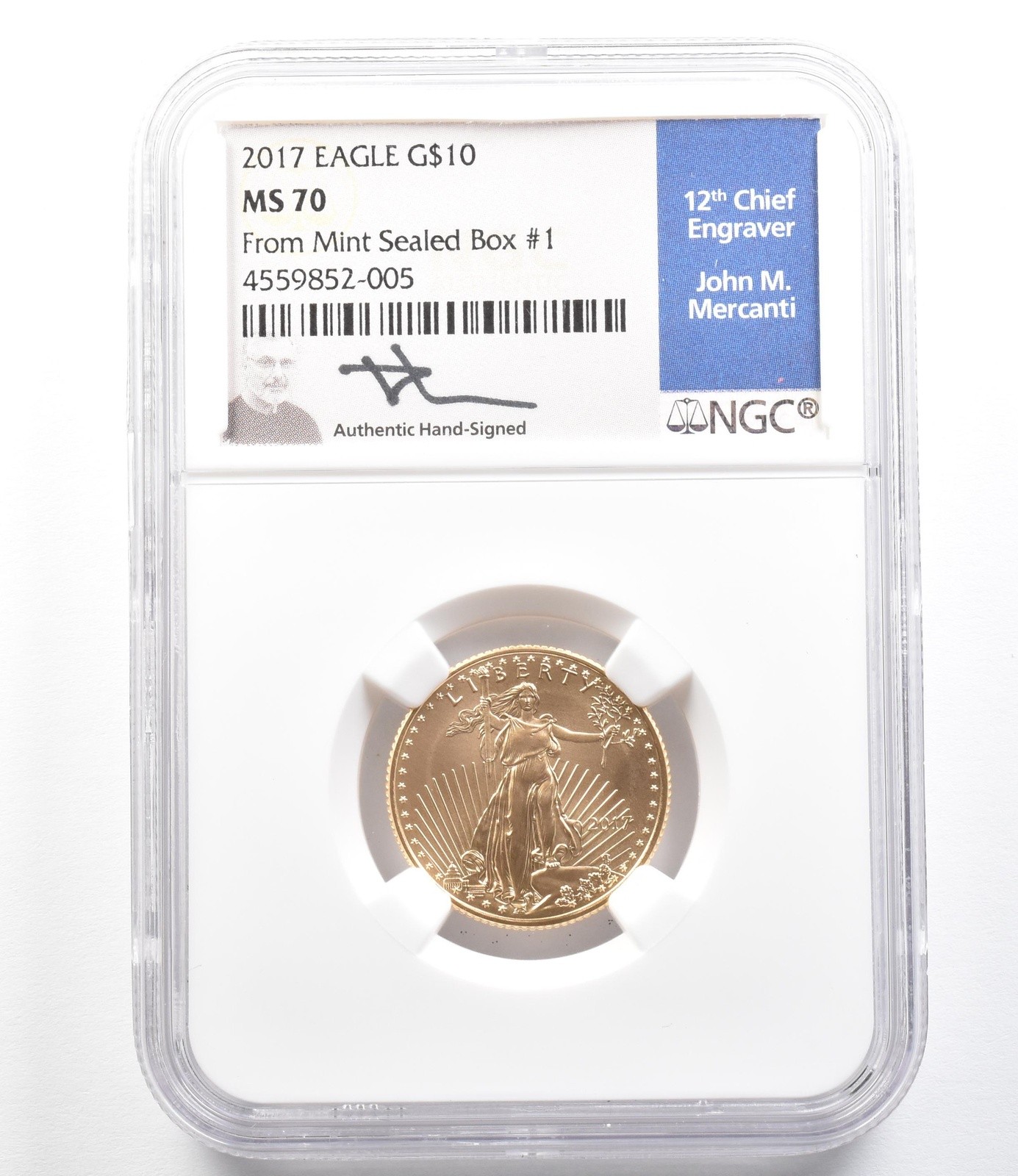 2017 $10 American Gold Eagle 1/4 Oz Mint Sealed Box 1 Mercanti MS70 NGC ...