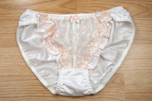 Vintage Japanese Nylon Shiny Slippery Pretty Cute Frill White Bikini