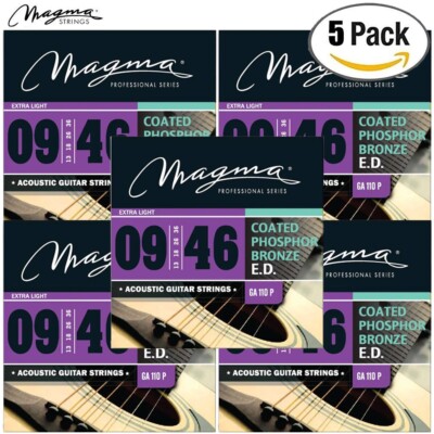 5-PACK Magma GA110P Phosphor Bronze Coated Acoustic Guitar Strings 9-46 | eBay