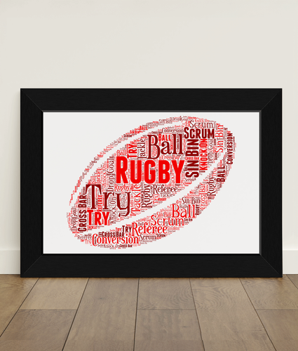 Rugby Ball Word Art - Personalised Rugby Player Team Gift - Add Your ...