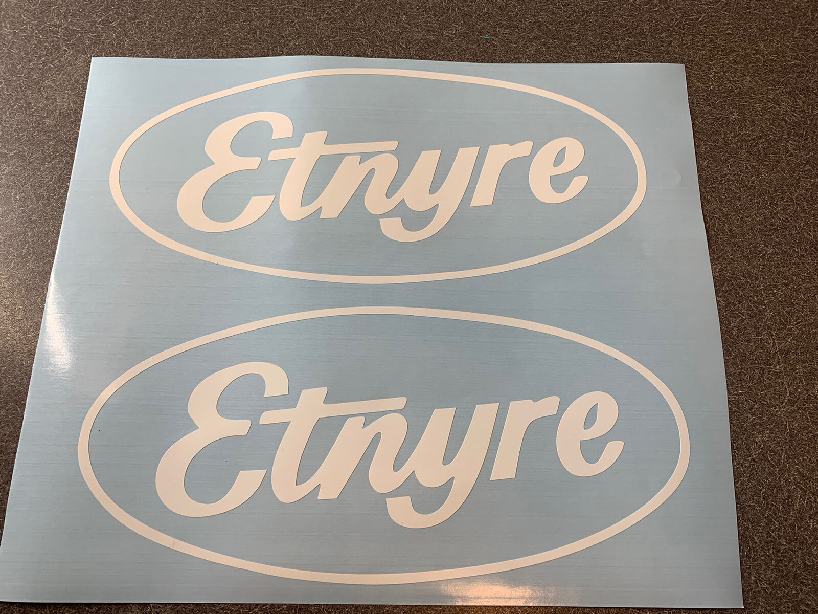 Etnyre White Pair 2 Decal Kit Equipment Trailer Logo Sticker | eBay