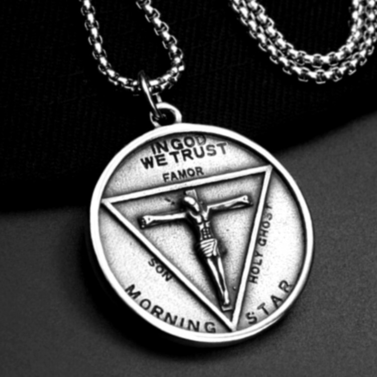 Men Both Side Sigil of Baphomet Jesus Christ Crucifix Pendant Necklace ...