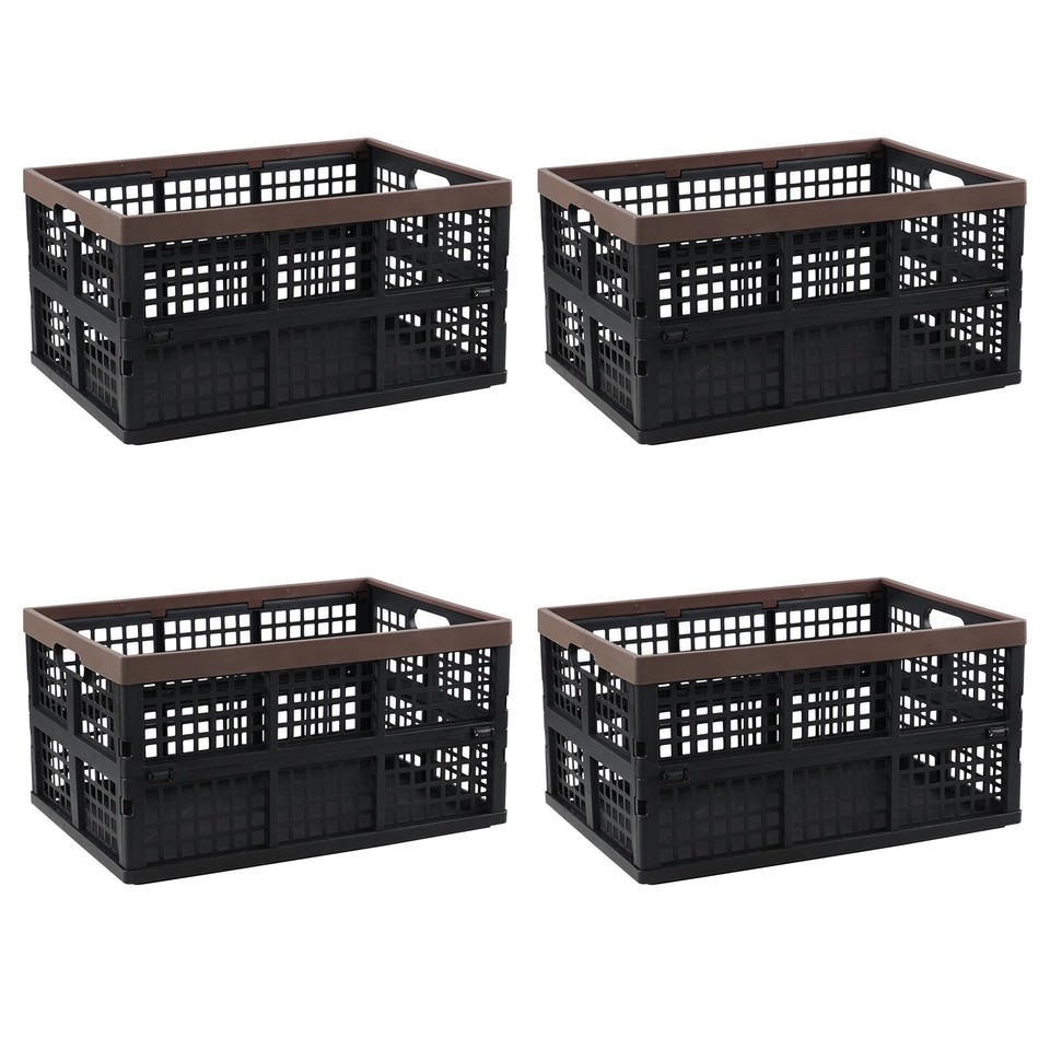 42 Quart Plastic Milk Crates Stackable Collapsible Storage Crate, 2/3/4 ...