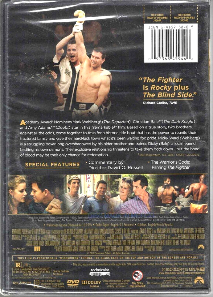 The Fighter [DVD, 2010, Widescreen] Mark Wahlberg/Christian Bale - New ...