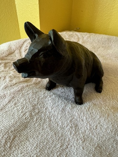 Vintage Red Mill Mfg Carved Pecan Shell 4”x6” Pig Figurine w/Tags ...