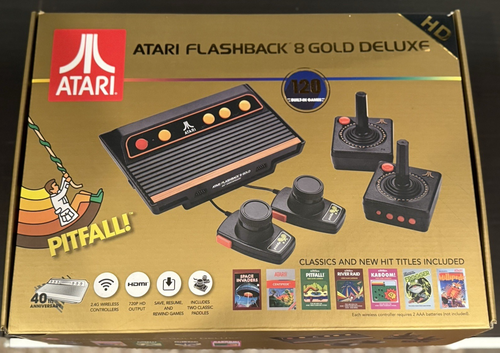 Atari Flashback 8 Gold Deluxe HD Console Wireless Controllers - Gold | eBay