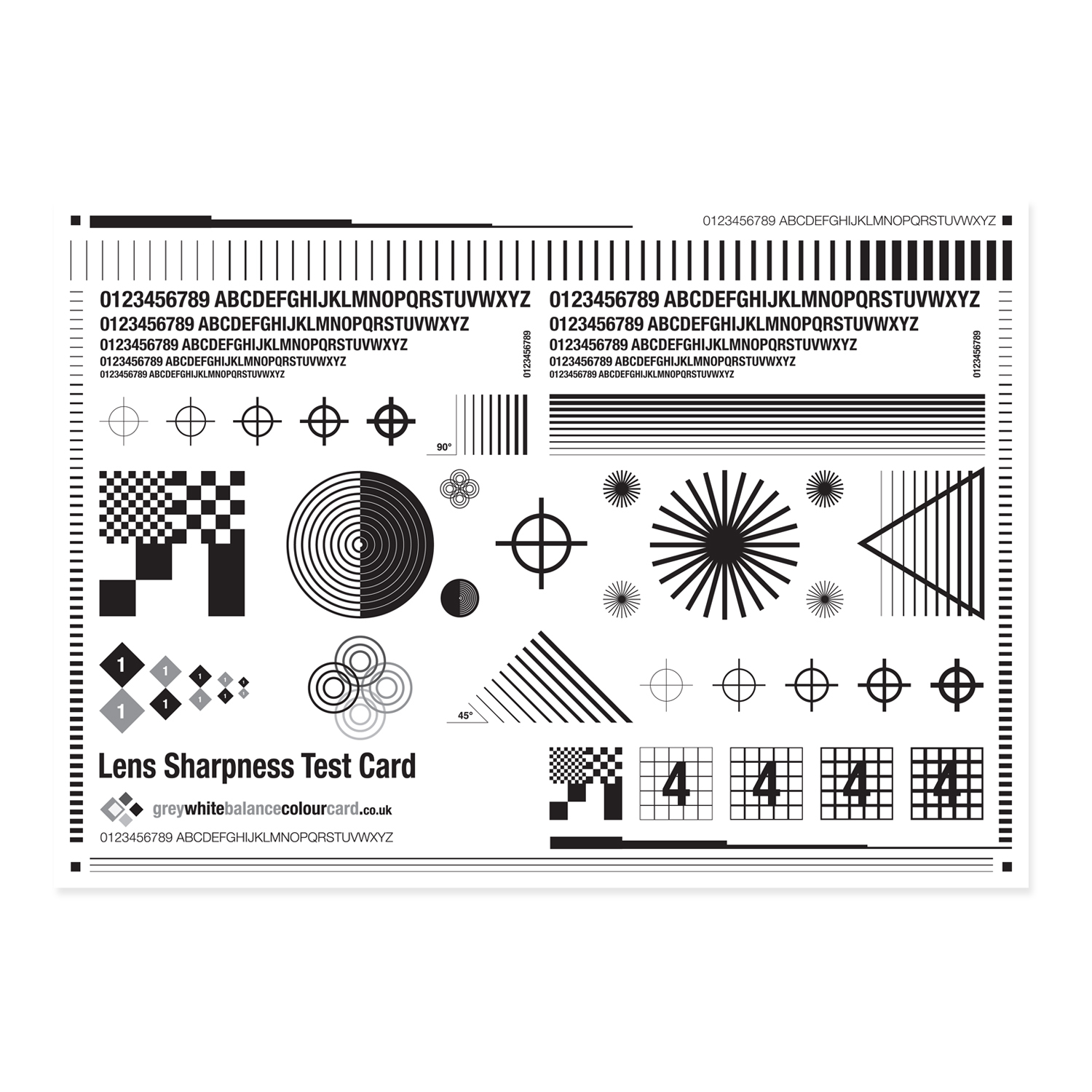 Camera Lens Sharpness Test Card - A4 size (210mm x 297mm) | eBay UK