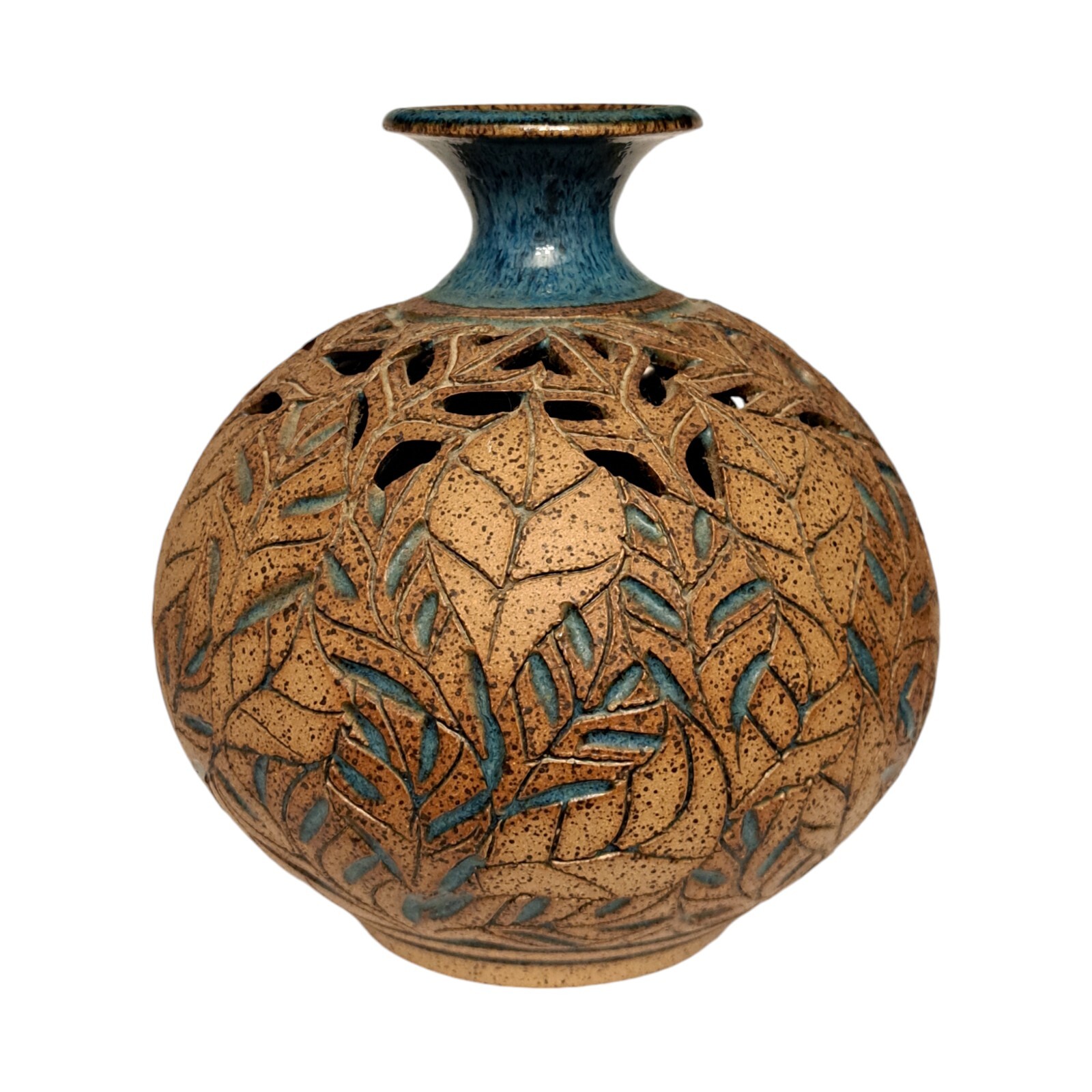 Vintage Susan Brown Freeman Pottery Round Vase Handcrafted Glazed ...