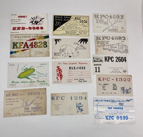 Ham Amateur Radio Call Cards Postcards - QSL Cards- Lot Of 13- CA ID WY ...