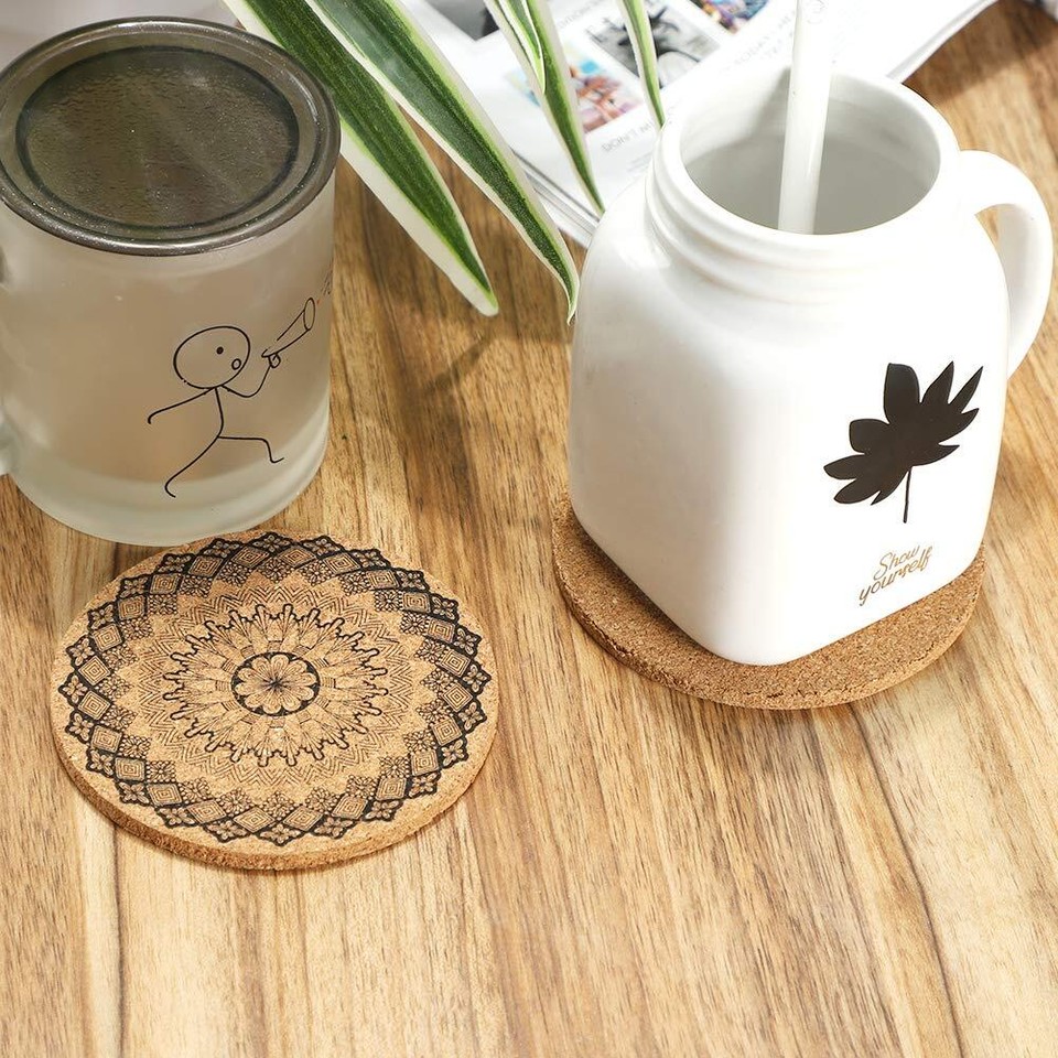 Cork Coasters For Drinks Reusable Cup Mat Round Cork Coasters Set For ...