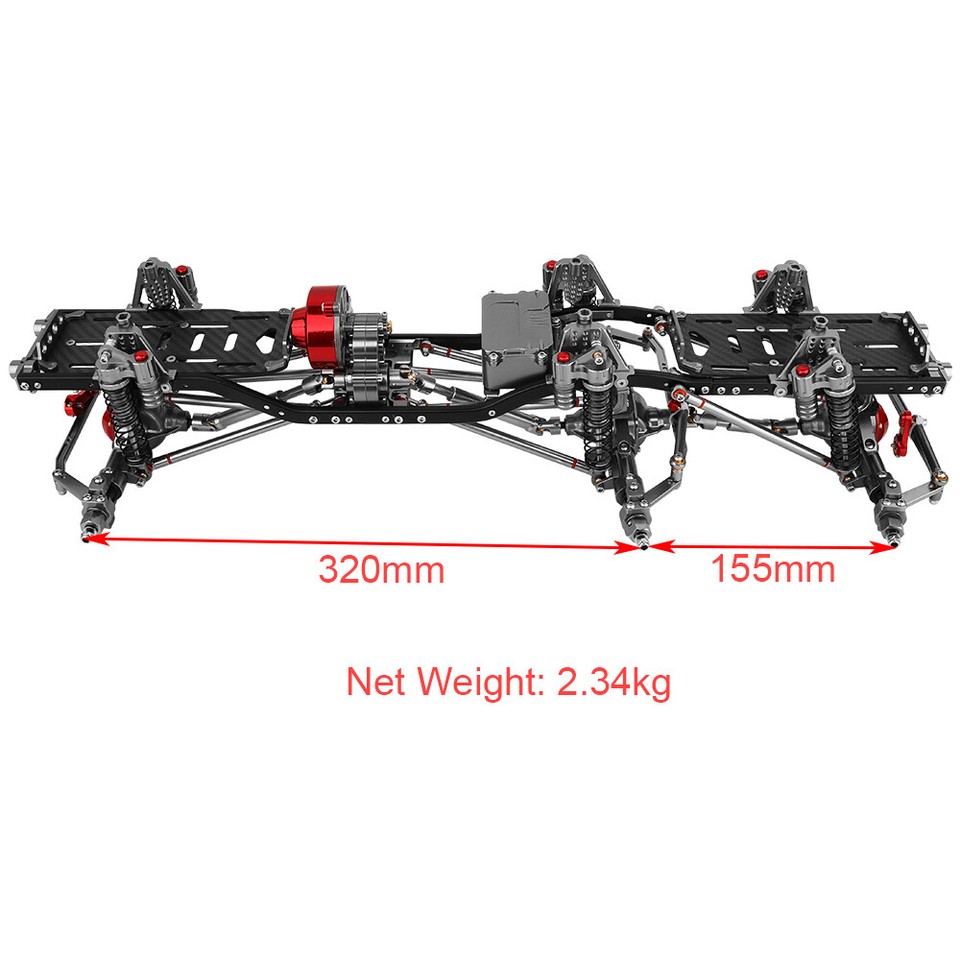 Metal 6x6 DIY wi/ 3 Steering Axles Chassis Frame For Axial SCX10 1/10 ...