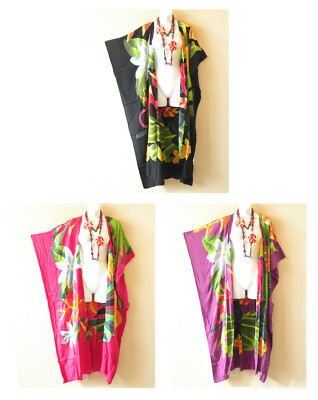 CG44 Floral Batik Hand Painted Kaftan Plus Open Duster Maxi Cardigan up ...