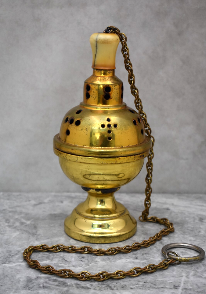 Used Single Chain Church Censer, Thurible, All Brass (CU520) chalice co ...
