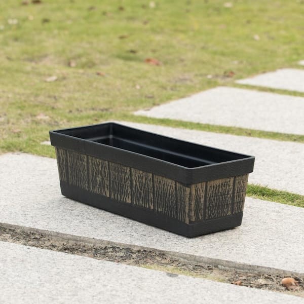 Small Brown Outdoor and Indoor Rectangle Trough Plastic Planter Box ...