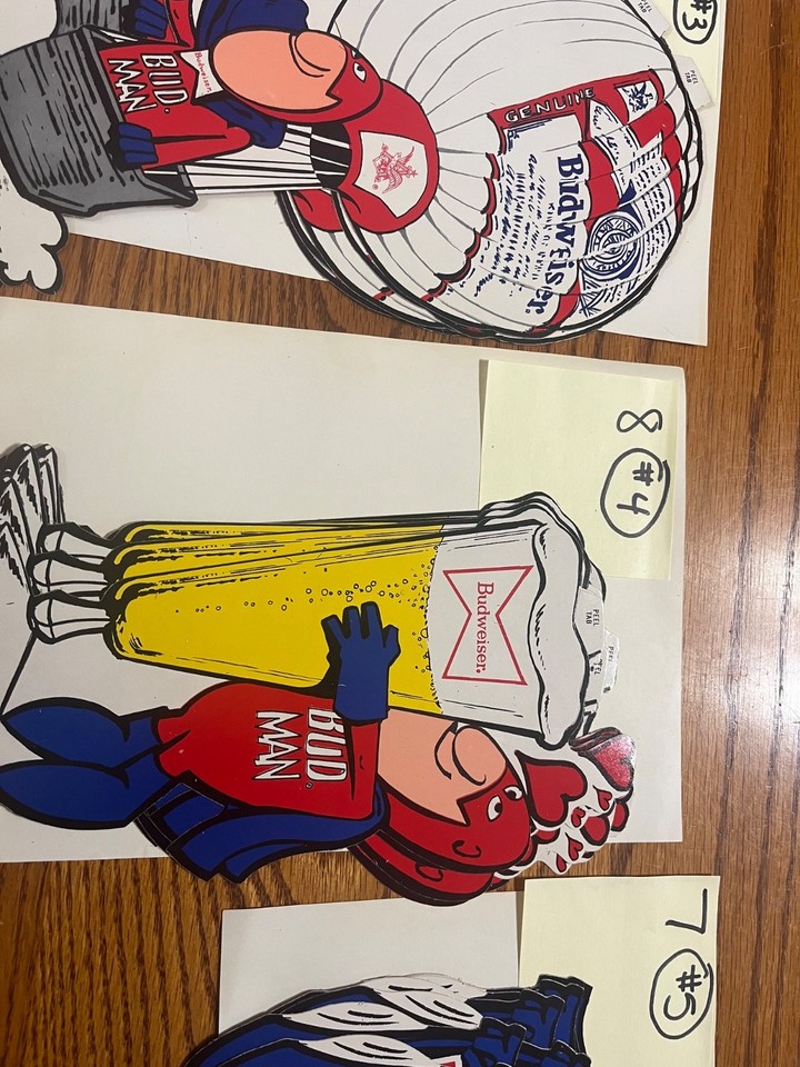 Vintage LOT OF 61 NOS 1970’s Budweiser Bud Man Decals Stickers Large ...