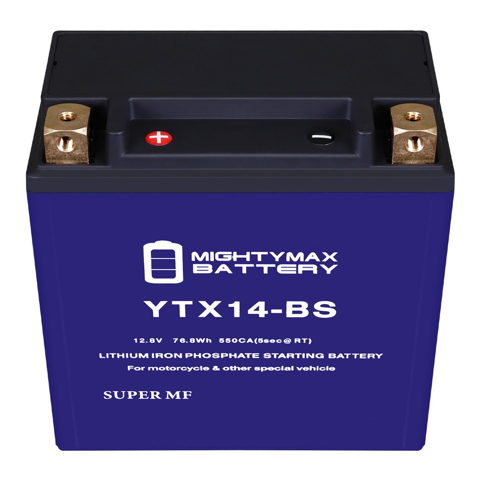 Mighty Max YTX14-BS Lithium Battery Replaces Honda VTX1300R CTX14-BS ...