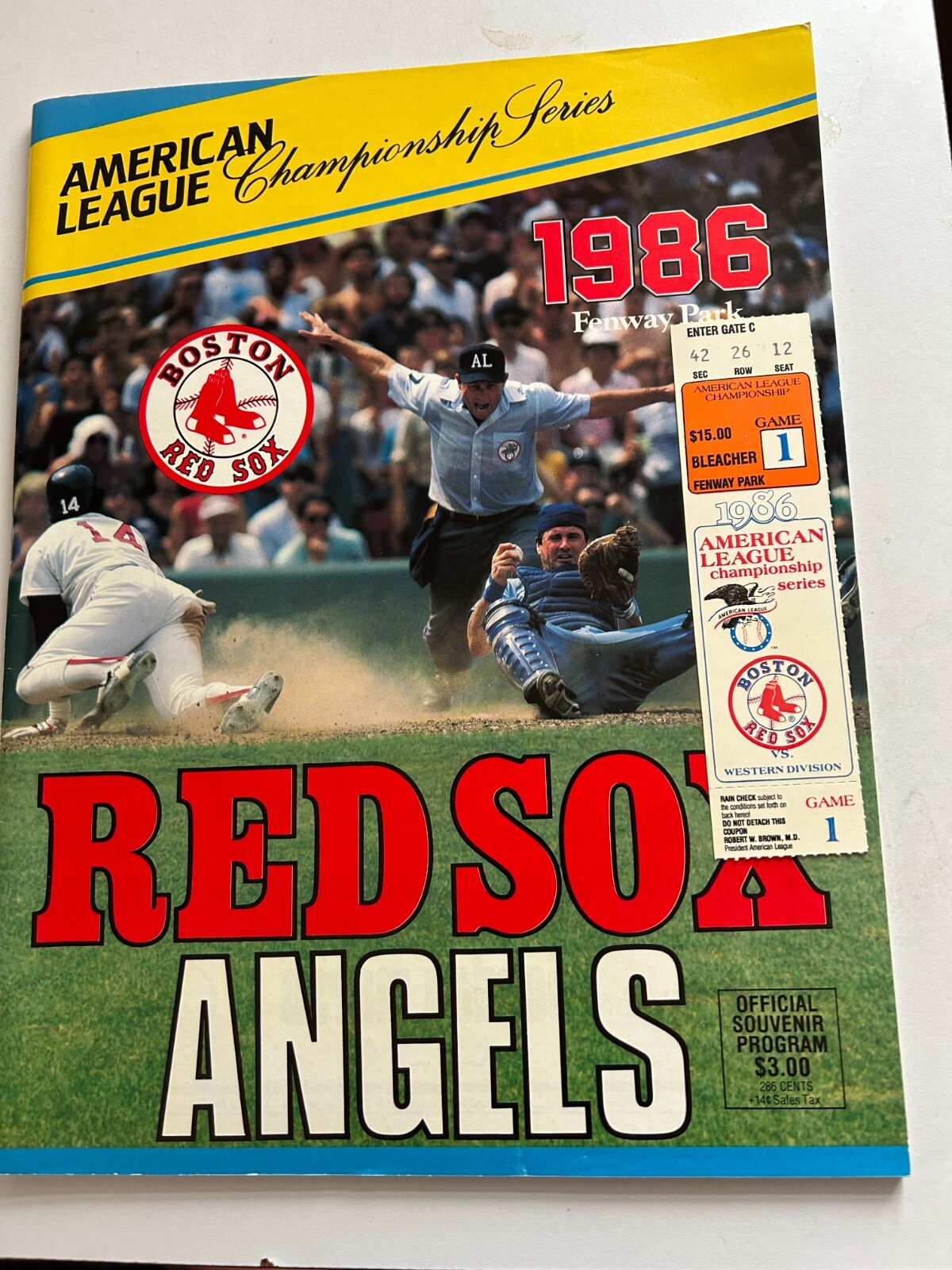 1986 ALCS Fenway Park Boston Red Sox Angels Program Game 1 with Ticket ...