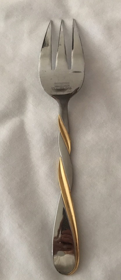 GOLD/SILVER TWISTED DESIGN STAINLESS FLATWARE CAMBRIDGE 8 3/4" MEAT ...