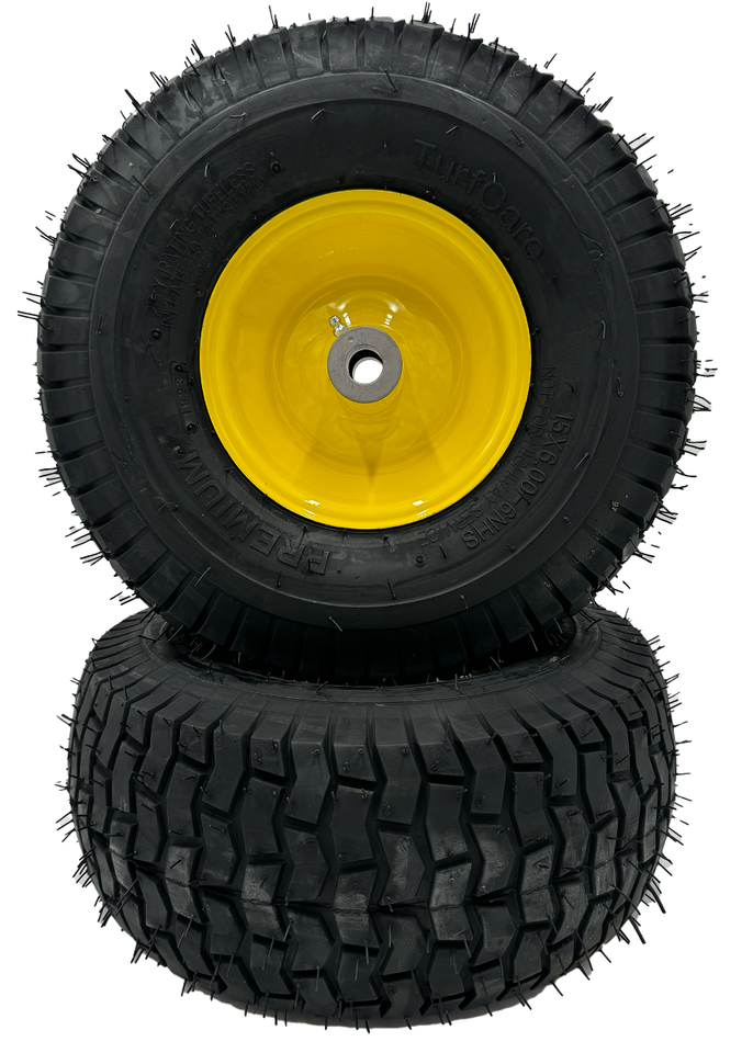 Set of 2 - 15x6.00-6 Lawn Mower Wheel - 3/4 Inch Axle, Offset Hub ...