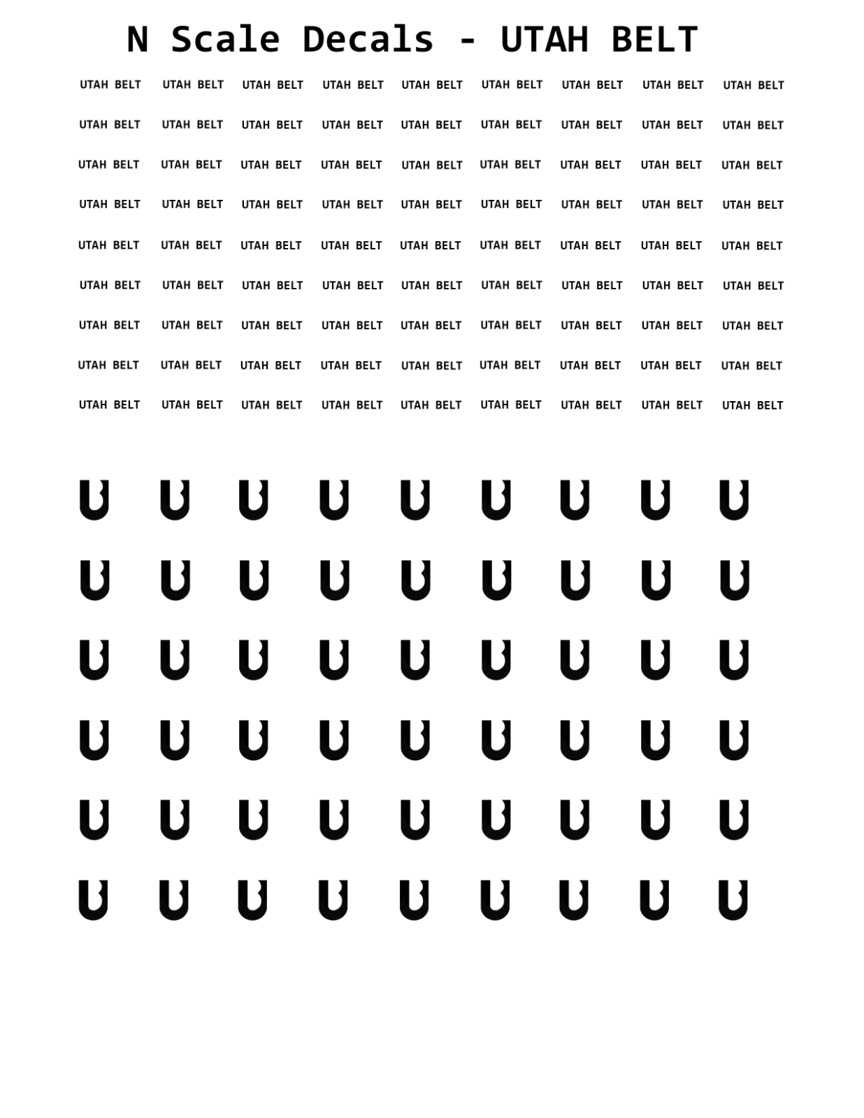N Scale Utah Belt Decals - Waterslide Black on Clear Matte | eBay