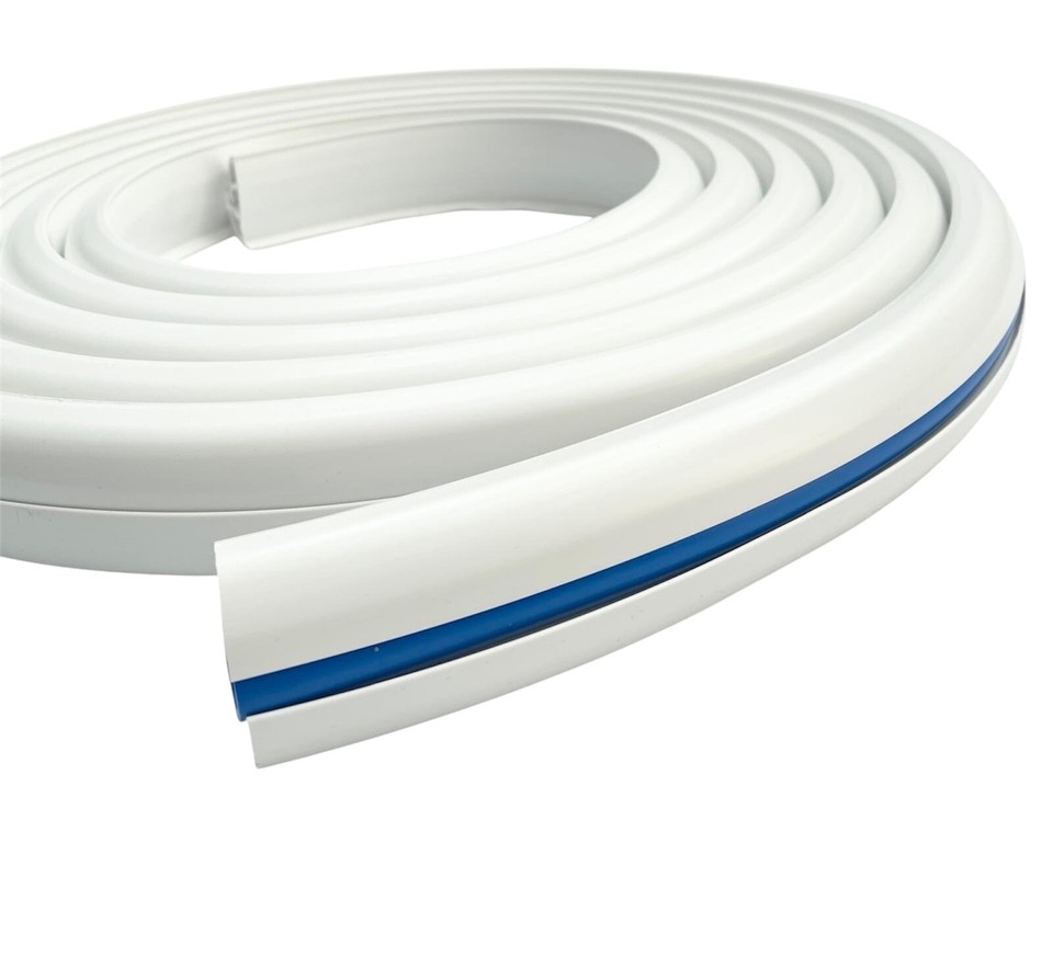 Boat D Rubber Rubbing Strake Fender Section 50mm Base White with blue ...
