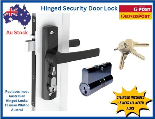 Security Screen Door Lock Hinged with Cylinder + 3 Keys | eBay
