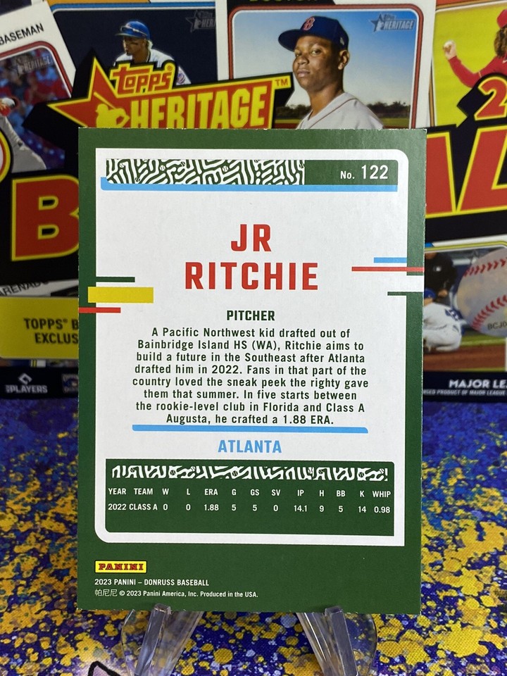 2023 Panini Donruss Baseball JR Ritchie 122 Holo Carolina Blue Atlanta ...