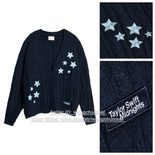 Navy Blue Taylor Swift Midnights Cardigan Stylish Knit Sweater with ...