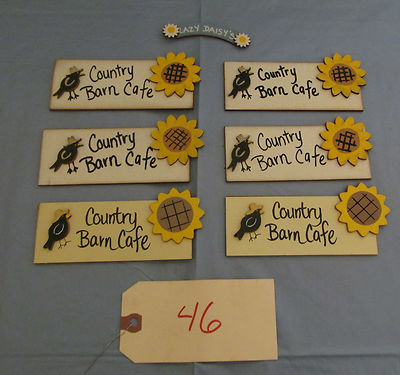 Lot of 6 Small Wooden Hand Painted Signs Country Barn Cafe Bird Flower ...
