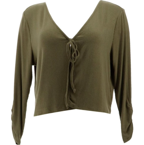Truth + Style Knit Tie Front Cropped Cardigan-Olive-Large-NEW-A491563 ...