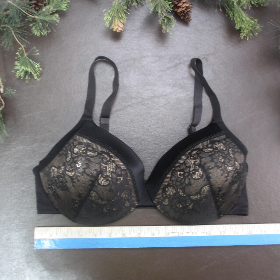 Maidenform Bra 40C Black Lace Padded Wireless Adjustable Clasp Back | eBay