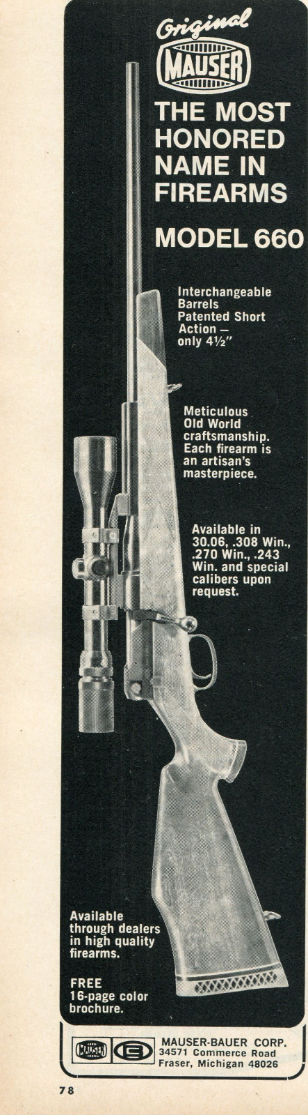 1971 small Print Ad of Mauser Bauer Corp Model 660 Rifle Original ...