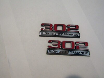 302 HIGH PERFORMANCE EMBLEMS 2PCS FITS FORD MERCURY CHEVROLET 5.0 5.0L ...