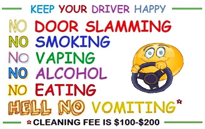Vomit sticker ,car rules sticker ,warning sticker for ride share ...