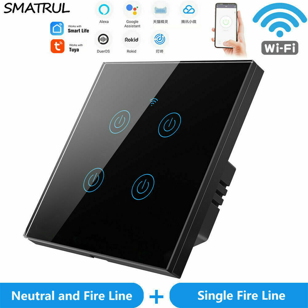 1/2/3/4 Gang WIFI Smart Light Panel Switch Touch Sensor EU Wall For ...