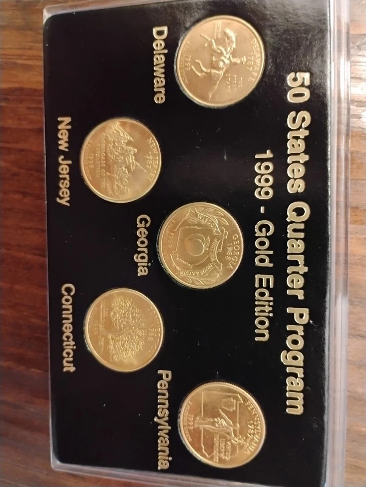 1999 U.S. Mint Commemorative Quarters Gold State Edition With Card ...